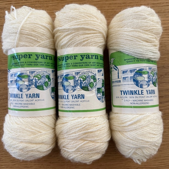 Super Yarn | Other | Vintage Super Yarn Twinkle Yarn 3 Skiens Cream ...